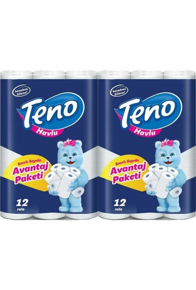Teno Ultra Kağıt Havlu Çift Katlı 12'li Paket (2'li Set) Teno Ultra Kağıt Havlu Çift Katlı 12'li Paket (2'li Set)