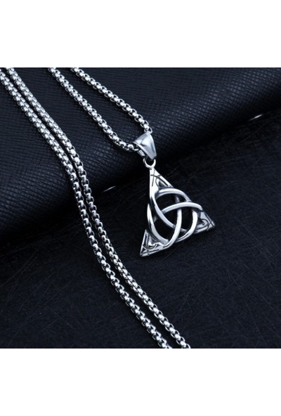 NorthShore Kelt Üçgeni Triquetra Üçlü Düğüm Trinity Knot & Kare Zincir Çelik Kolye NorthShore Kelt Üçgeni Triquetra Üçlü Düğüm Trinity Knot & Kare Zincir Çelik Kolye