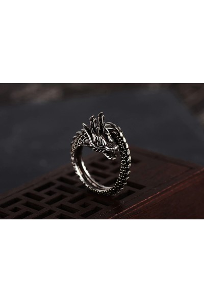 NorthShore Gotik Vintage Siyah Ejder Ayarlanabilir Çelik Yüzük NorthShore Gotik Vintage Siyah Ejder Ayarlanabilir Çelik Yüzük