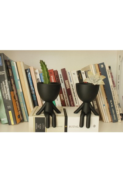 TohumBaba Insansı Saksılar Siyah-Sukulent Saksısı