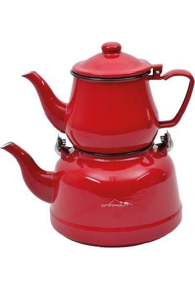 Nurgaz Campout Emaye Çaydanlık Set Kırmızı