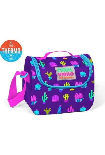 Yaygan Coral High Lacivert Kaktüs Desenli Termoslu Beslenme Çantası Kız Çocuk