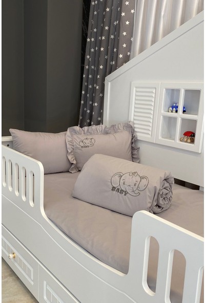 Miabella Home Özel Tasarım Fil Nakışlı Bebek Nevresim Takımı 11680