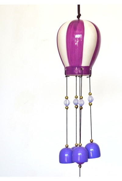 Sendealgelsin Rüzgar Çanı Seramik Uçan Balon (Mor)