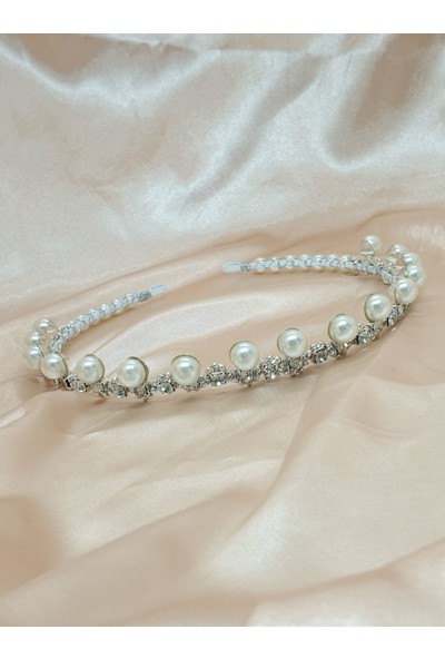 Melkady 256 - Şık Taşlı Incili Gelin Saç Çemberi