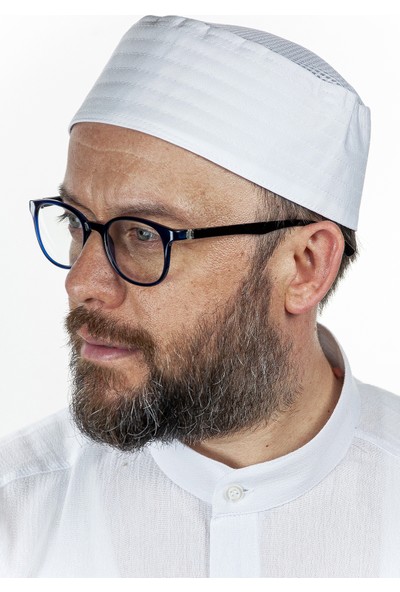 İhvan Fileli Kalıp Kumaş Takke Beyaz İhvan Fileli Kalıp Kumaş Takke Beyaz