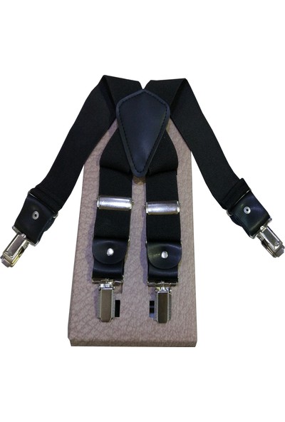 Kemer Dünyası Metal 4 Klipsli Uçları Derili Lüx Pantolon Askısı