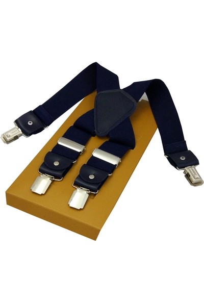Kemer Dünyası Metal 4 Klipsli Uçları Derili Lüx Pantolon Askısı