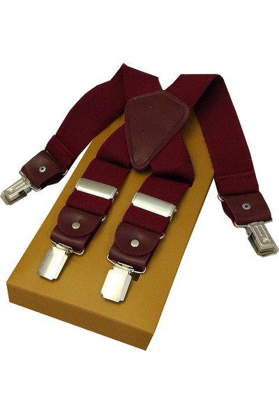 Kemer Dünyası Metal 4 Klipsli Uçları Derili Lüx Pantolon Askısı