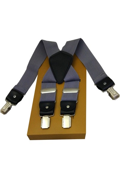 Kemer Dünyası Metal 4 Klipsli Uçları Derili Lüx Pantolon Askısı