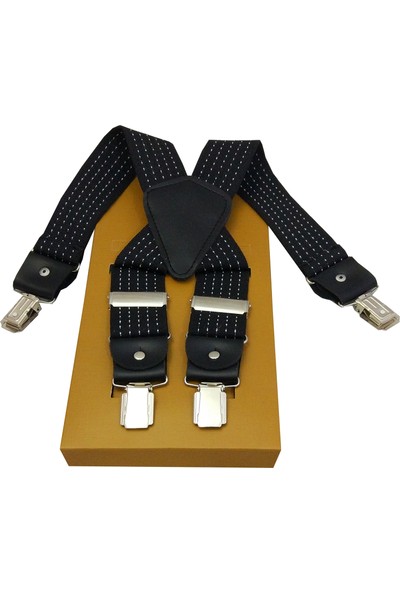 Kemer Dünyası Metal 4 Klipsli Uçları Derili Lüx Pantolon Askısı