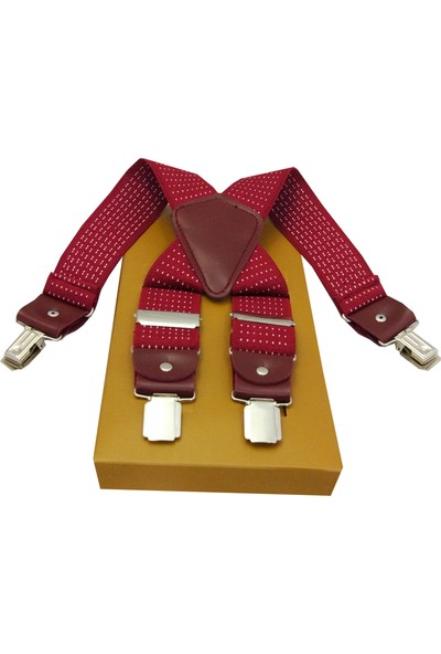 Kemer Dünyası Metal 4 Klipsli Uçları Derili Lüx Pantolon Askısı