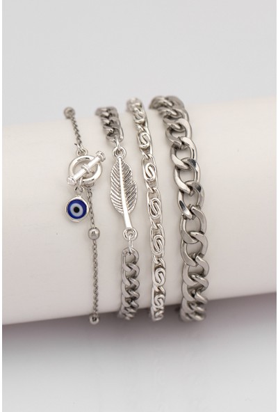 Sortie Accessories Yaprak ve Nazar Boncuğu Figürlü 4'lü Kombin Bileklik 012 Sortie Accessories Yaprak ve Nazar Boncuğu Figürlü 4'lü Kombin Bileklik 012