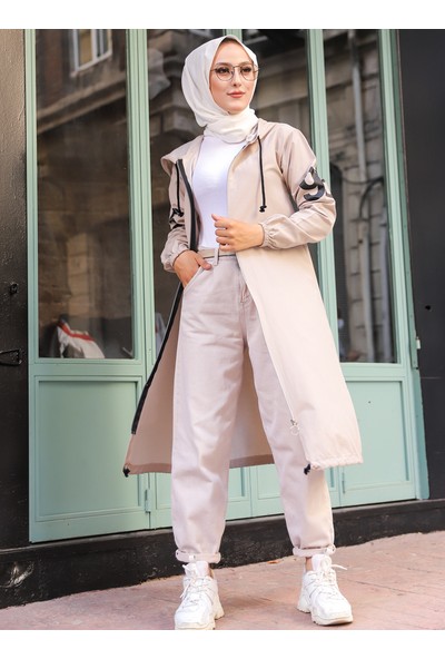 Tofisa Kapüşonlu Spor Trençkot - Bej - Tofisa Tofisa Kapüşonlu Spor Trençkot - Bej - Tofisa