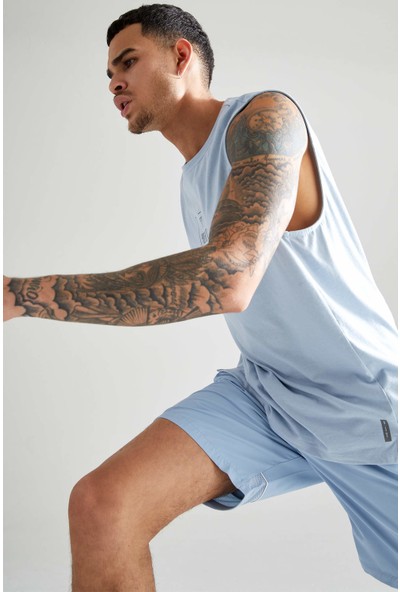 DeFacto Standart Fit Sırt Baskılı Kolsuz Spor Tişört U2463AZ21SM