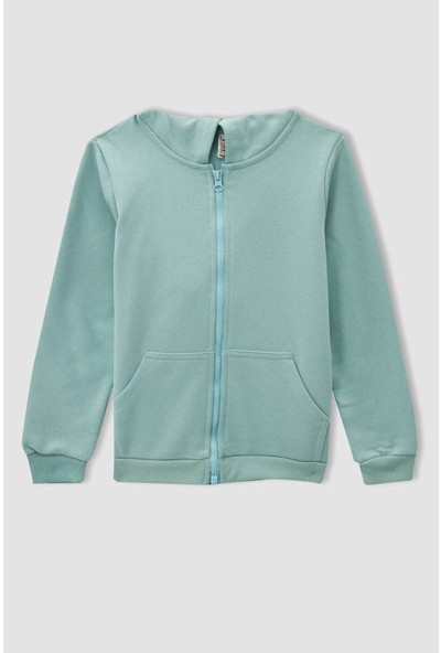 DeFacto Kız Çocuk Kapüşonlu Fermuarlı İçi Yumuşak Tüylü Hırka J0212A621AU