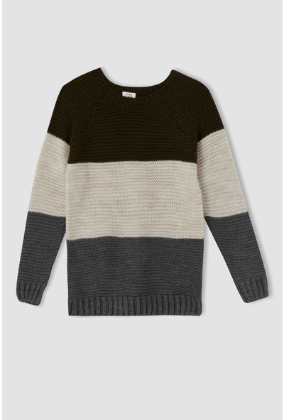 DeFacto Erkek Çocuk Blok Desenli Triko Kazak R3179A621AU