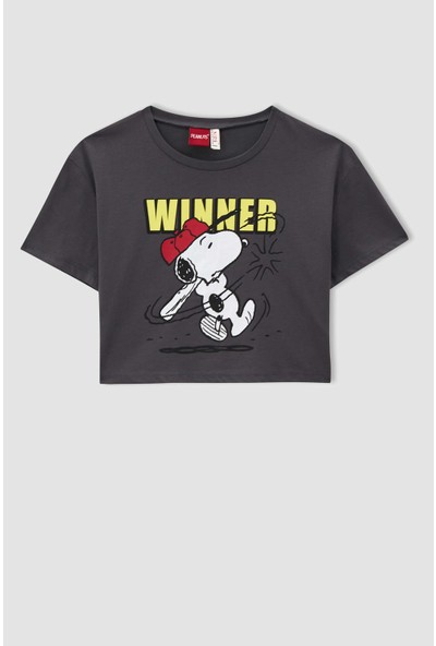 DeFacto Kız Çocuk Snoopy Lisanslı Kısa Kollu Tişört V5414A621HS