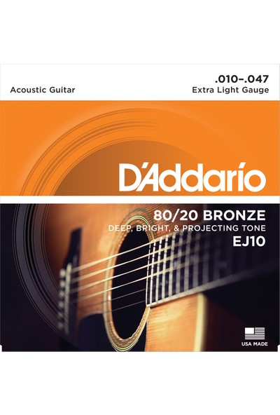Addarıo Akustik Gitar Tel Seti, 80/20 Bronze, Extra Lıght Addarıo Akustik Gitar Tel Seti, 80/20 Bronze, Extra Lıght