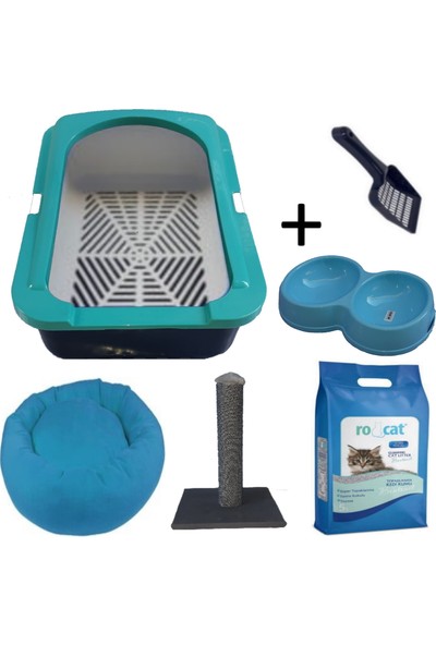 OPTIMAL Kedi Elekli Tuvalet Kabı Mavi ( 5 Lt Kum + Kürek + 50 cm Tırmalama + Yatak ve Çiftli Mama Kabı Seti) OPTIMAL Kedi Elekli Tuvalet Kabı Mavi ( 5 Lt Kum + Kürek + 50 cm Tırmalama + Yatak ve Çiftli Mama Kabı Seti)