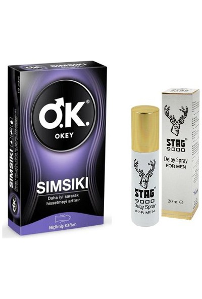 Okey Prezervatif Sımsıkı + Stag Sprey 9000 Okey Prezervatif Sımsıkı + Stag Sprey 9000