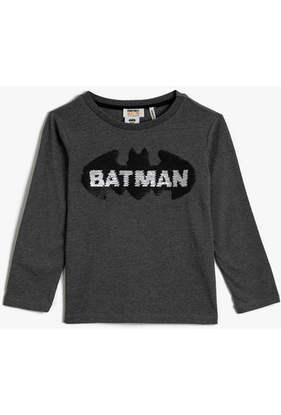 Koton Batman Lisanslı Tişört Pamuklu Uzun Kollu