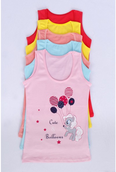 Nicoletta Mıxcolor Kız Çocuk Atlet Geniş Askılı Baskılı 5'li Paket