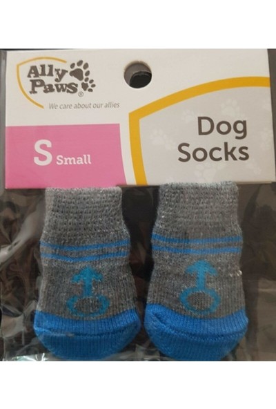 Ally Paws Kedi & Yavru Köpek Çorabı Mavi - Gri Renk Small Beden