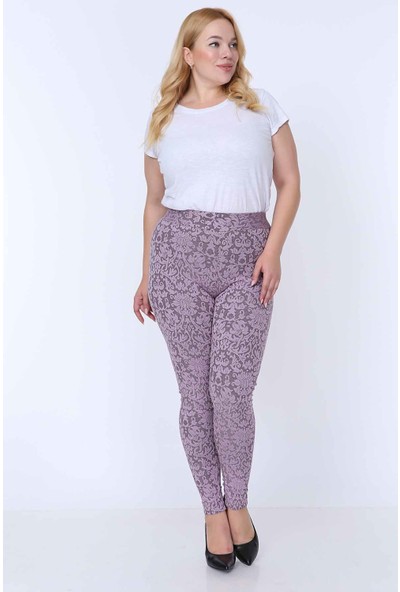 Modayız Desenli Esnek Büyük Beden Tayt 7D-0774