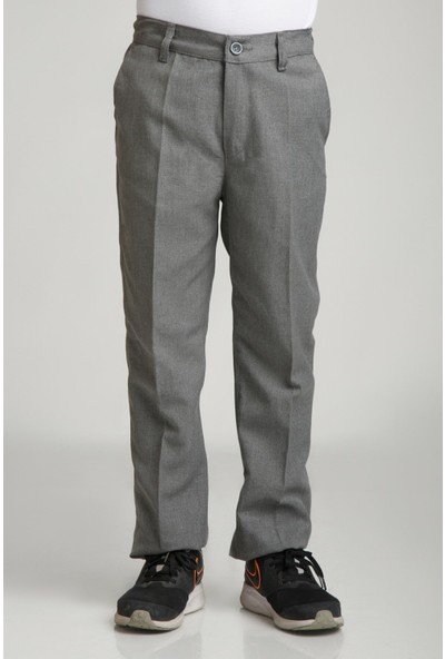 Nacar Çarşı Çocuk Beli Lastikli Gri Kumaş Pantolon