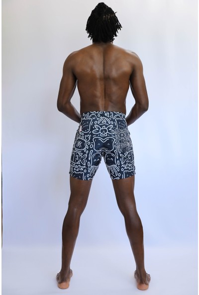 Enzo Stanley Erkek Desenli Lacivert Deniz Şortu