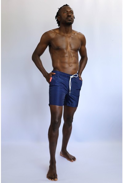 Enzo Stanley Erkek Desenli Lacivert Deniz Şortu