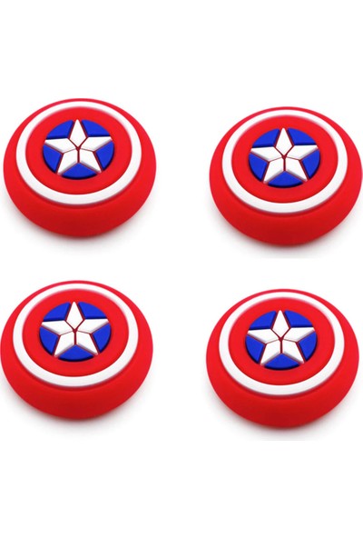 Cafele Desenli Sony Ps5/ps4/ps3 Analog Koruyucu Silikon Pad-Kaptan Amerika