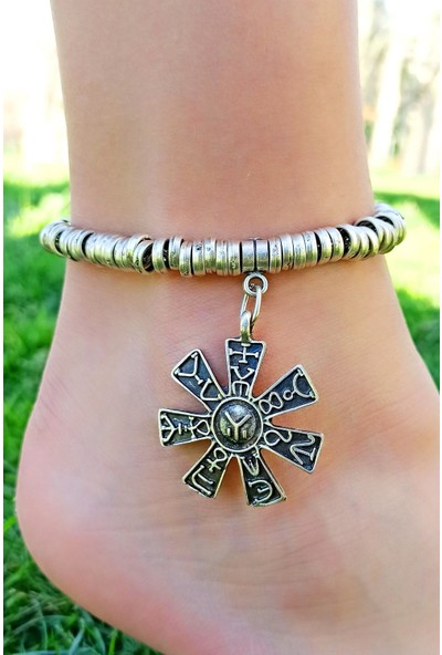 Antik Gümüş Kaplama Özel Figür Şekilli El Yapımı Kadın Halhal Antik Gümüş Kaplama Özel Figür Şekilli El Yapımı Kadın Halhal