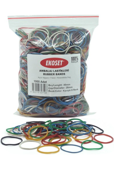 Ekoset 6 Renk Paket Ambalaj Para Lastiği 40 mm 1000 Adet Ekoset 6 Renk Paket Ambalaj Para Lastiği 40 mm 1000 Adet