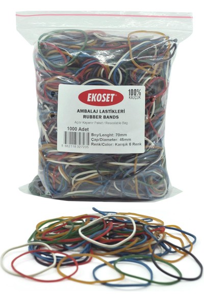 Ekoset 6 Renk Paket Para Lastiği 70 mm 1000 Adet Ekoset 6 Renk Paket Para Lastiği 70 mm 1000 Adet