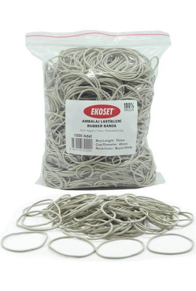 Ekoset Beyaz Paket Ambalaj Para Lastiği 1000 Adet 70 mm Ekoset Beyaz Paket Ambalaj Para Lastiği 1000 Adet 70 mm