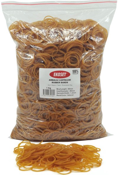 Ekoset Kauçuk Paket Ambalaj Para Lastiği 40'lık 1 kg 40 mm Ekoset Kauçuk Paket Ambalaj Para Lastiği 40'lık 1 kg 40 mm