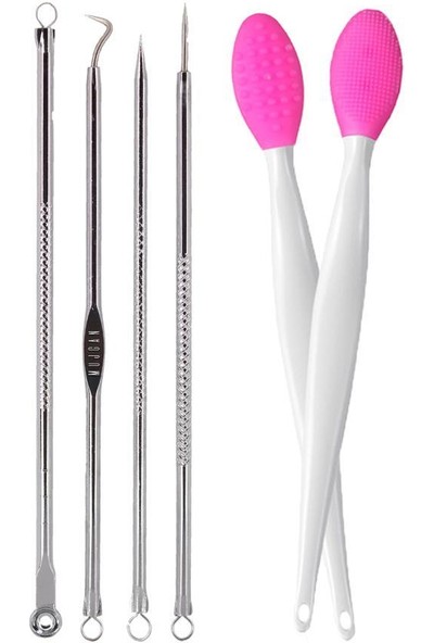 Mujgan 2'li Cilt Bakım Seti T Bölge Temizleyici Siyah Nokta Cilt Temizleme Aparatı Uzun Sap + 4'lü Siyah Nokta Temizleyici Komedon Mujgan