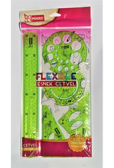 Mikro Flexible Cetvel Seti 5'li Set FL05 Yeşil Mikro Flexible Cetvel Seti 5'li Set FL05 Yeşil