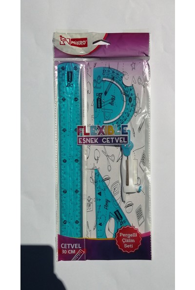 Mikro Flexible Pergelli Cetvel Seti 4'lü Set FLP04 Mavi Mikro Flexible Pergelli Cetvel Seti 4'lü Set FLP04 Mavi