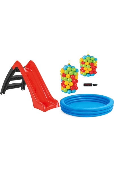 Vardem Oyuncak Kaydıraklı ve 150 Toplu (7 cm Çap) +Pompa +Kristal Havuz (114X25 Cm) Set Vardem Oyuncak Kaydıraklı ve 150 Toplu (7 cm Çap) +Pompa +Kristal Havuz (114X25 Cm) Set