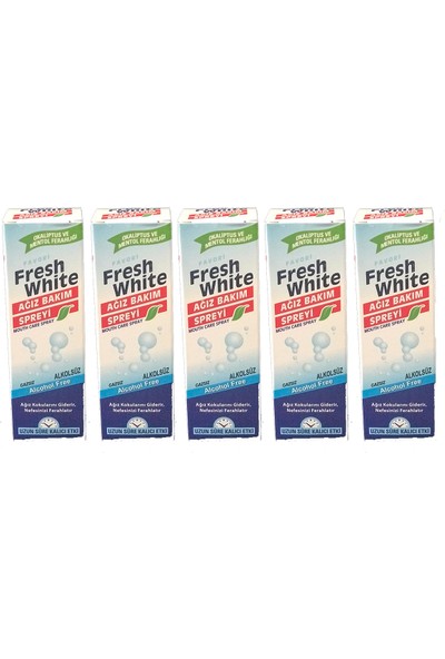 Fresh White Ağız Bakım Spreyi 30 ml 5'li Paket Fresh White Ağız Bakım Spreyi 30 ml 5'li Paket